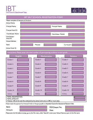 Fillable Online ibt 2017 school registration form - International ...