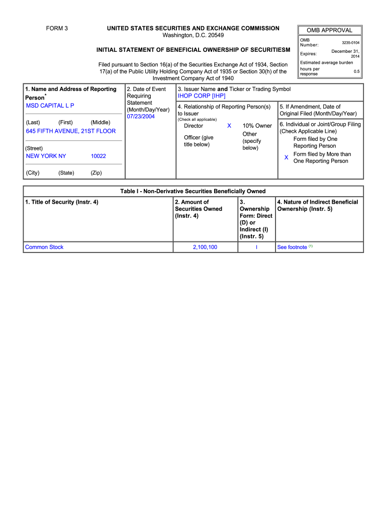 Fillable Online IHOP CORP IHP Fax Email Print - pdfFiller