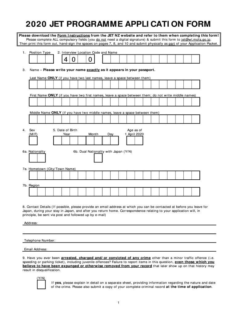Fillable Online NZ JET Programme Application. Application Form Fax Email Print - pdfFiller