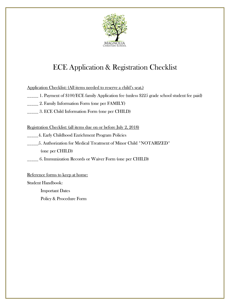 Fillable Online ECE Application & Registration Checklist Fax Email Print - pdfFiller