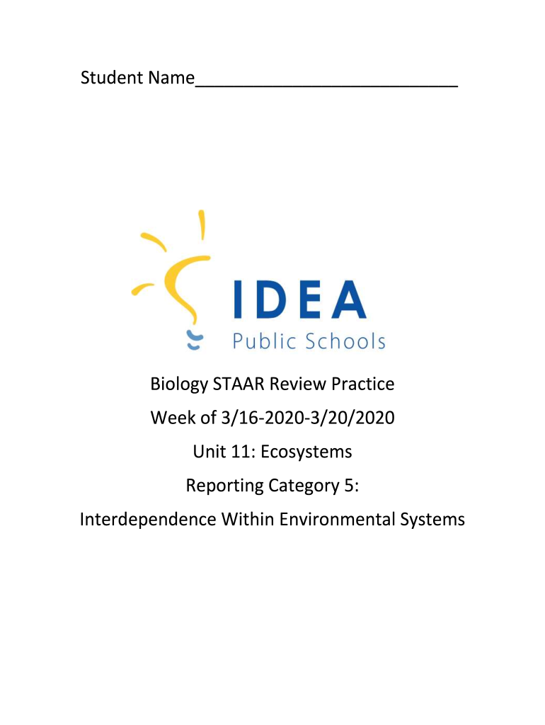 Fillable Online STAAR Biology Review Reporting Category 5 - Biology ...