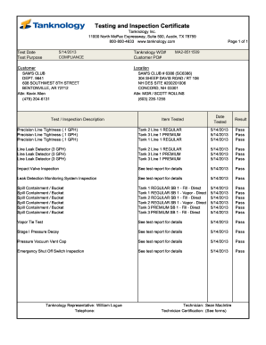 Fillable Online Fillable Online Testing and Inspection Certificate ...