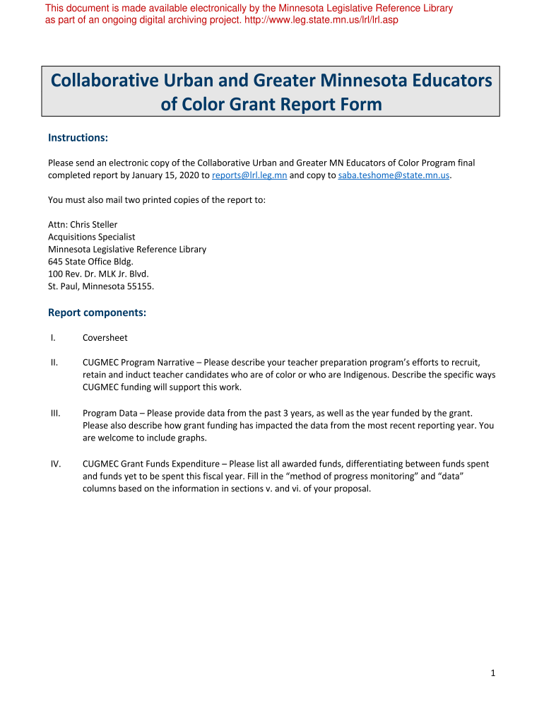 Fillable Online of Color Grant Report Form Fax Email Print - pdfFiller