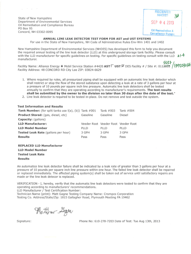 Fillable Online Subsurface Systems Bureau - NH Department of Environmental ... Fax Email Print ...