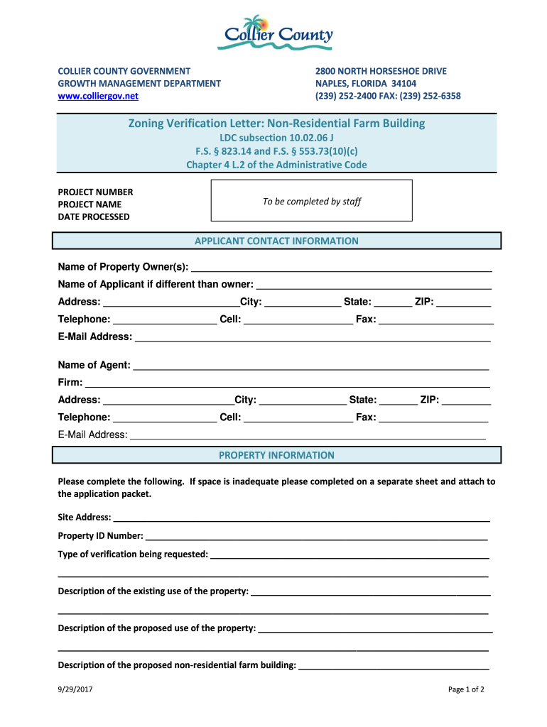 Fillable Online Zoning Verification Letter- Non-Residential Farm ...