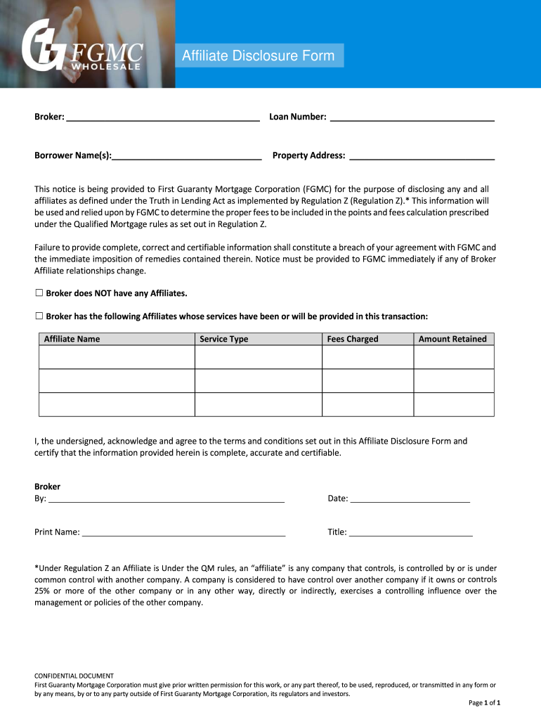 Fillable Online Affiliate Disclosure Form Fax Email Print - pdfFiller