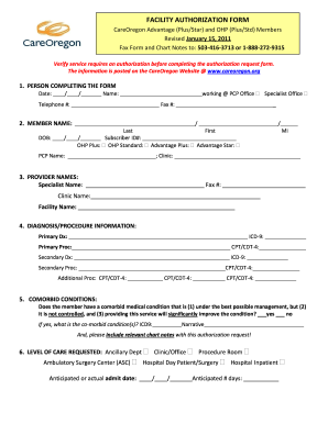 Fillable Online FACILITY AUTHORIZATION FORM Fax Email Print - pdfFiller