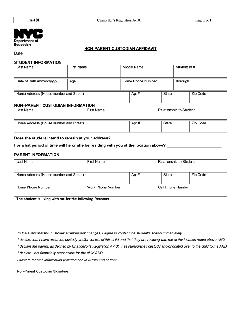 Fillable Online A-101 Non-Parent Affidavit Fax Email Print - pdfFiller