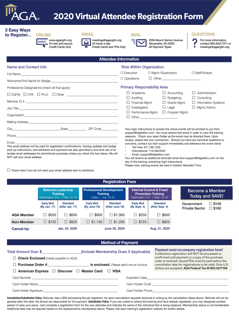 Fillable Online 2020 Virtual Attendee Registration Form Fax Email Print - pdfFiller