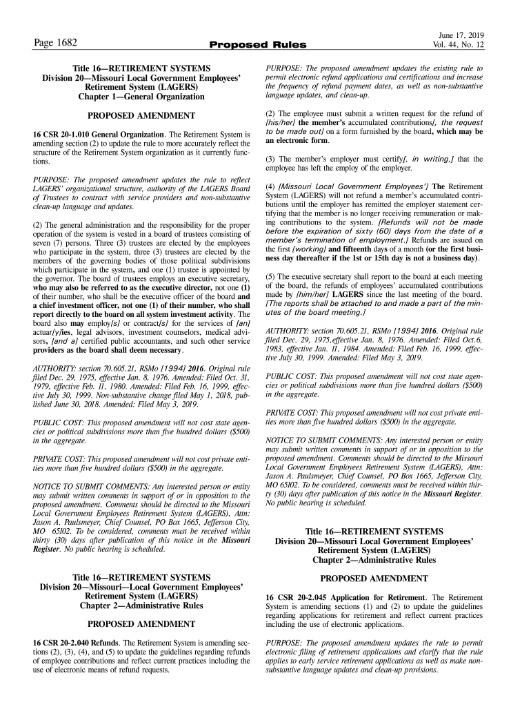 Fillable Online Proposed Rules - MOLAGERS Fax Email Print - pdfFiller