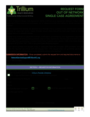 Fillable Online Trillium Out Of Network SCA Request Fax Email Print - pdfFiller