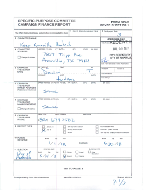 Fillable Online 2018 Monthly Filing General-Purpose Committee Campaign ...