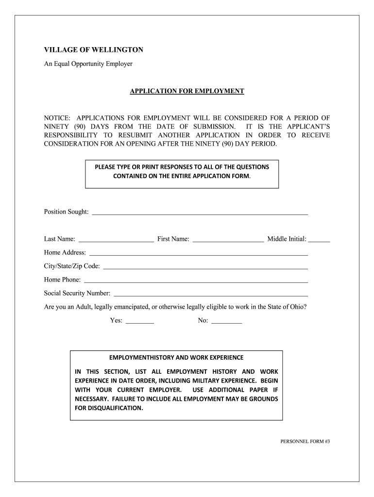 Fillable Online NOTICE: APPLICATIONS FOR EMPLOYMENT WILL BE CONSIDERED ...