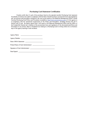 Fillable Online Purchasing Card Statement Certification Form 11-08-2019 ...