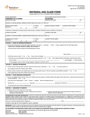 Fillable Online REFERRAL AND CLAIM FORM Fax Email Print - pdfFiller