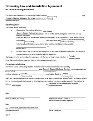 Fillable Online Governing Law and Jurisdiction Agreement Fax Email ...