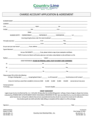 Fillable Online CHARGE ACCOUNT APPLICATION & AGREEMENT Fax Email Print ...