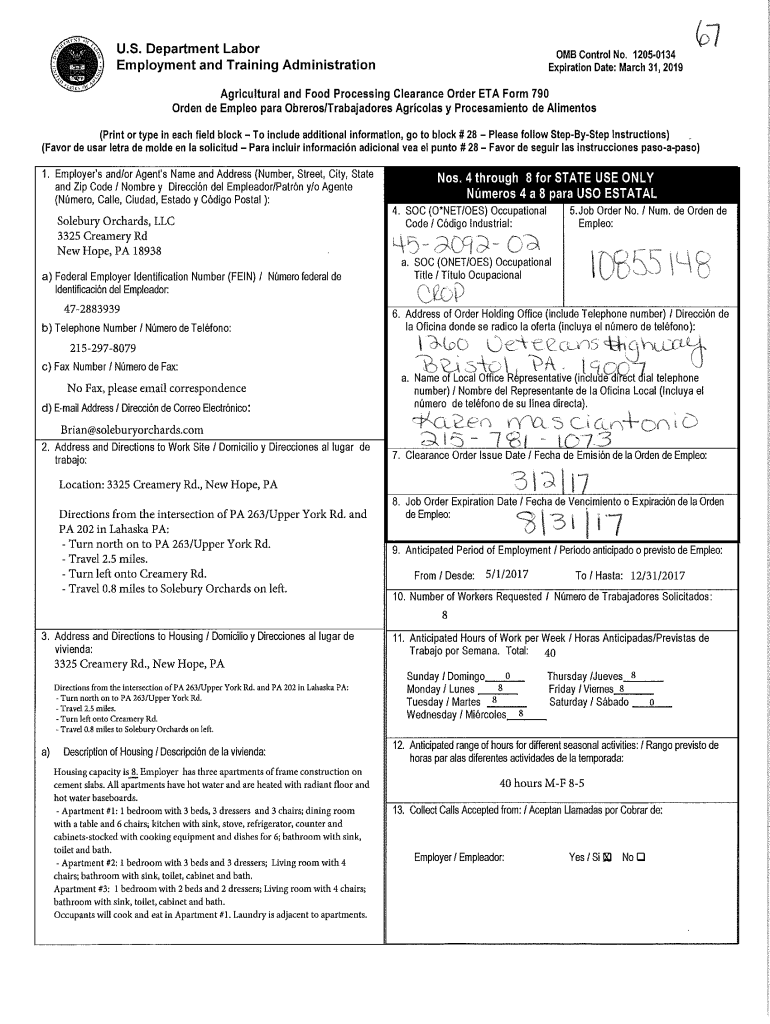 Fillable Online Step-By-Step Instructions for Completing Form ETA-790 ...