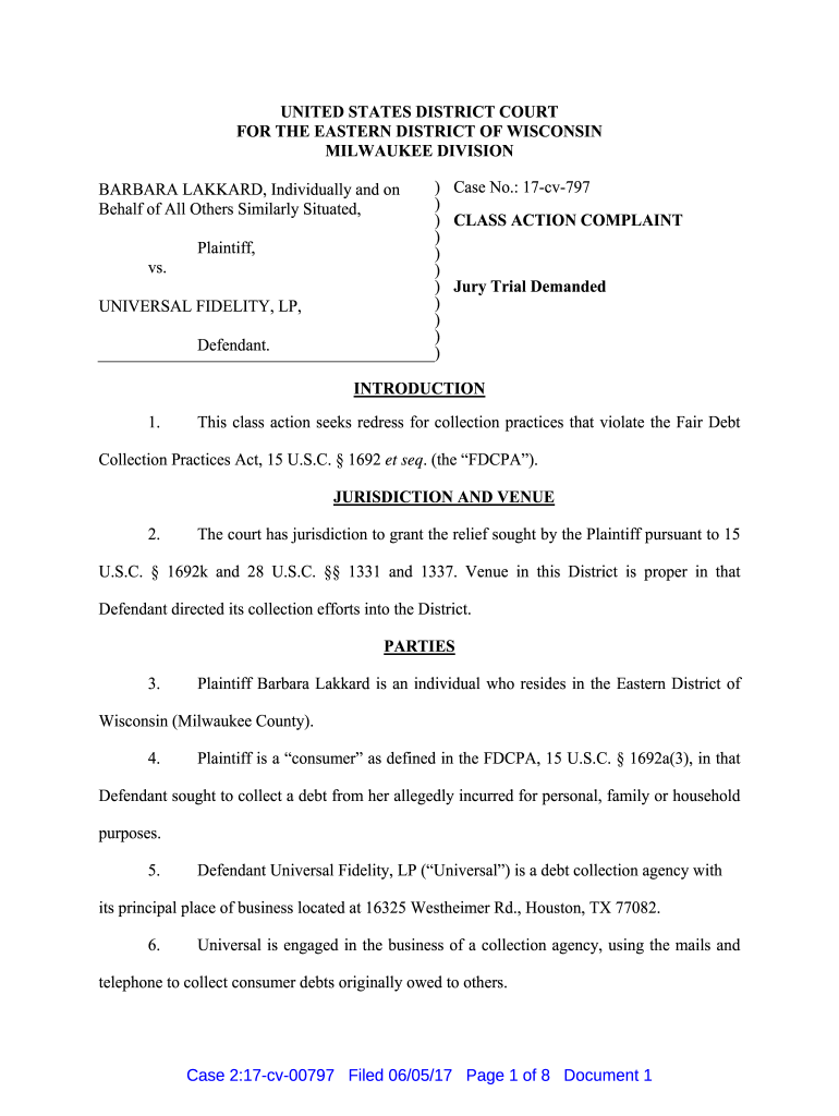 Fillable Online Lakkard v. Universal Fidelity LP - 2 Fax Email Print ...