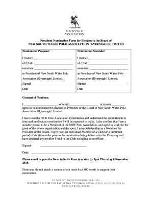 Fillable Online VIEW Clubs of Australia Nomination Form Election to ...