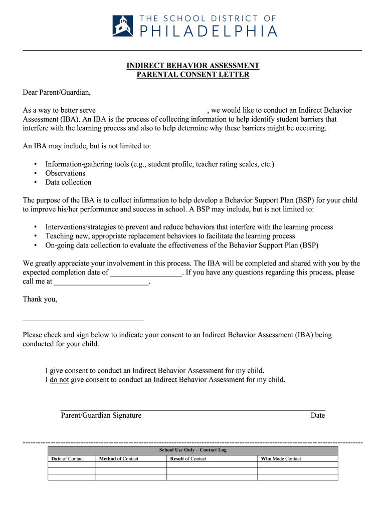 Fillable Online Functional Behavior Assessment Consent Form Fax Email Print - pdfFiller