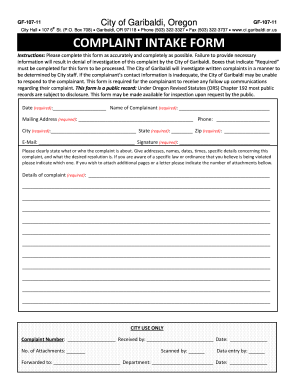 Fillable Online 107-11 - Complaint Intake Form Fax Email Print - pdfFiller