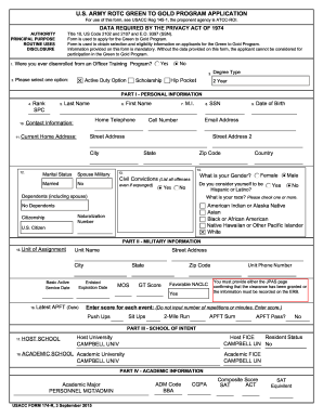 Fillable Online us army rotc green to gold program application ...