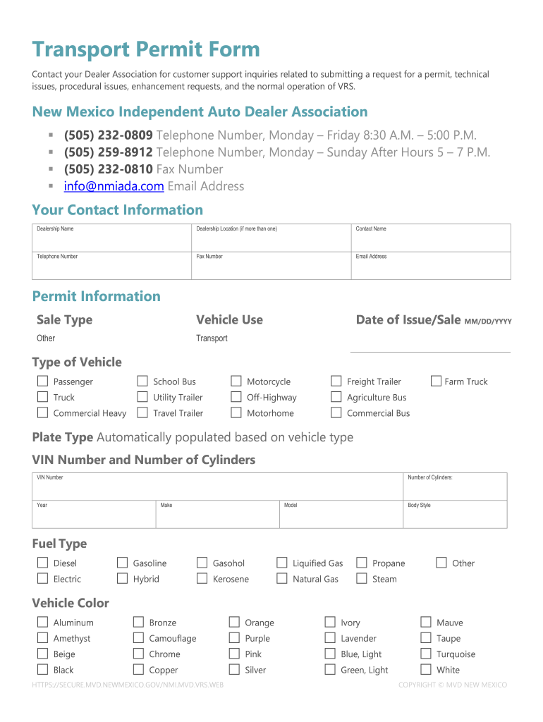 Fillable Online Transport Permit Form Fax Email Print - pdfFiller