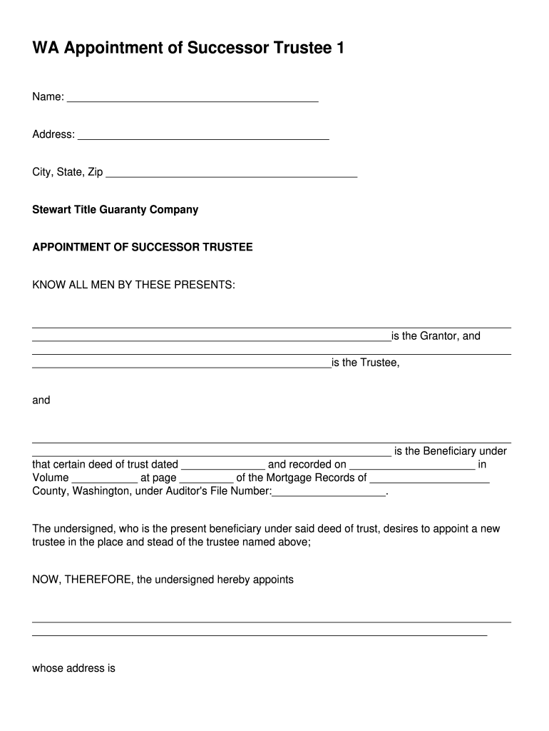 Fillable Online WA Appointment of Successor Trustee 1 Fax Email Print ...