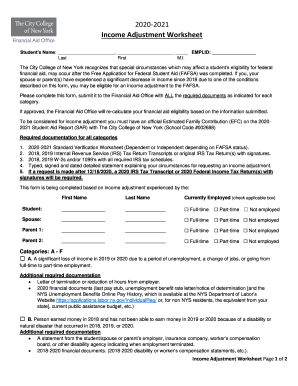 Fillable Online Income Adjustment Worksheet Fax Email Print - pdfFiller