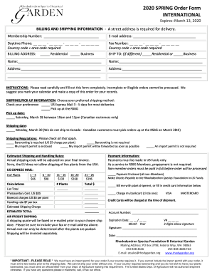 Fillable Online 2020 SPRING Order Form Fax Email Print - pdfFiller