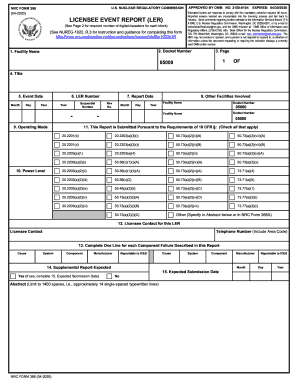 Fillable Online NRC Forms 366, 366A, and 366B, Licensee Event Report ...