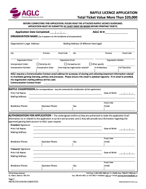 Fillable Online ELIGIBILITY FOR RAFFLE LICENCE (Total Ticket Value ...