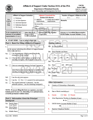 Fillable Online Affidavit of Support Under Section 213A of the INA Form ...