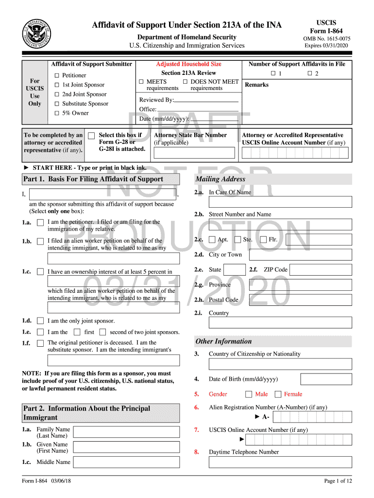 Fillable Online Affidavit of Support Under Section 213A of the INA Form ...