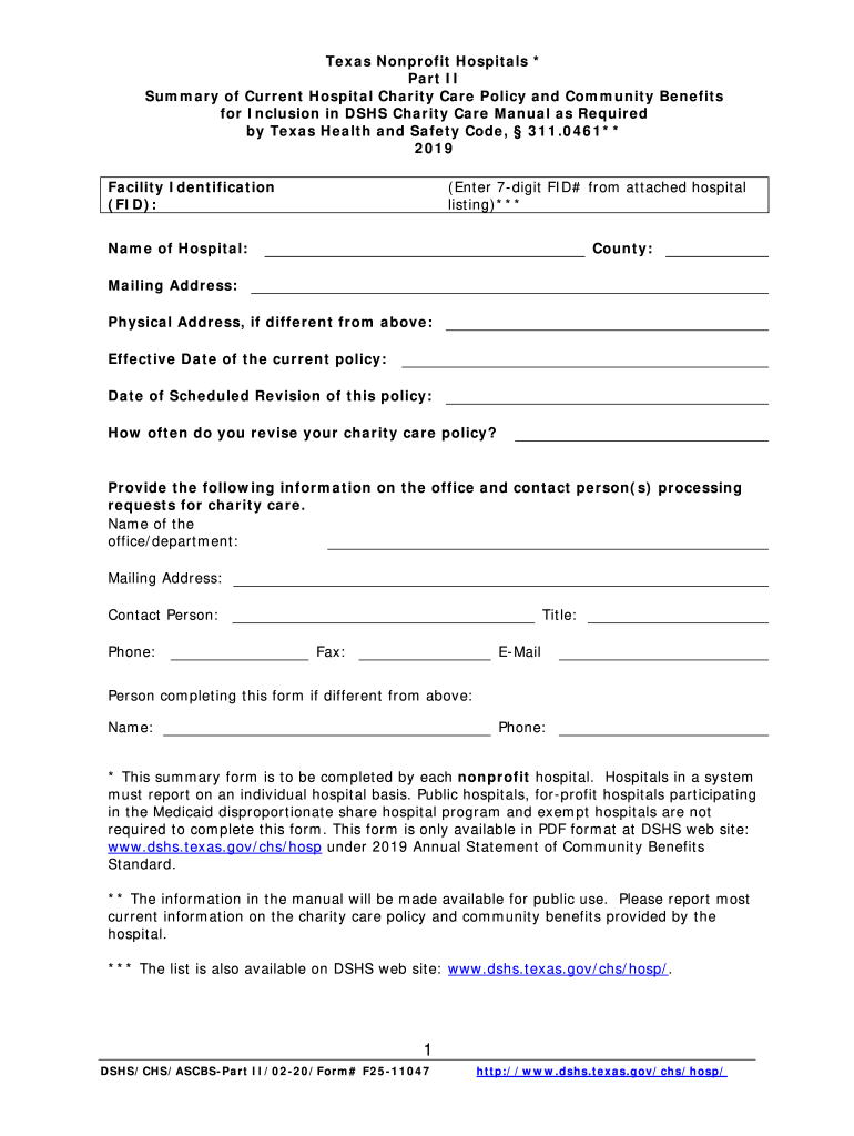 TX DSHS Form F25-11047 2020 - Fill and Sign Printable Template Online ...