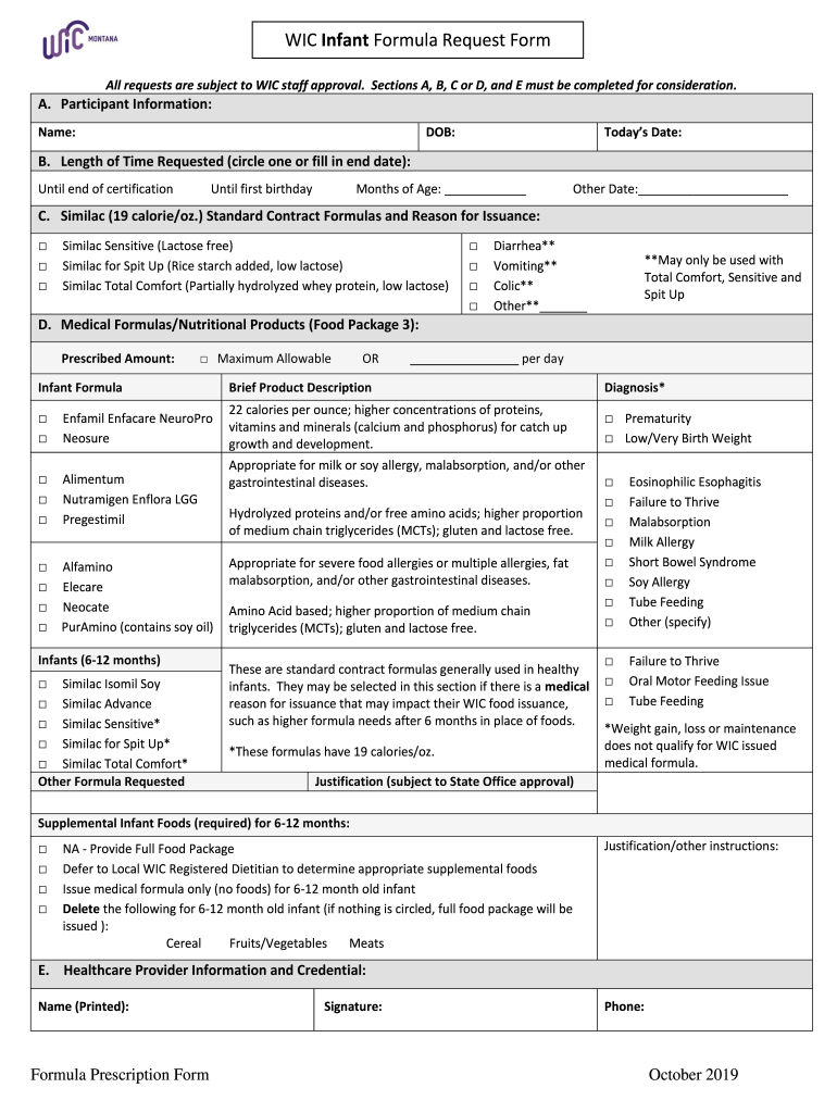 Fillable Online Formula Prescription Form Fax Email Print - pdfFiller
