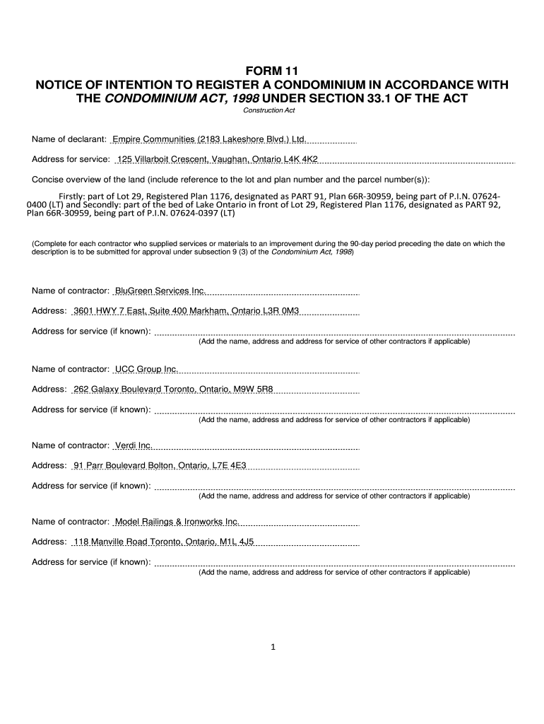 Fillable Online FORM 11 (construction act) - EDS - Towers - Final ...