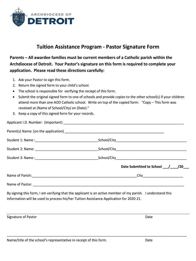 Fillable Online PASTOR SIGNATURE FORM Fax Email Print - pdfFiller