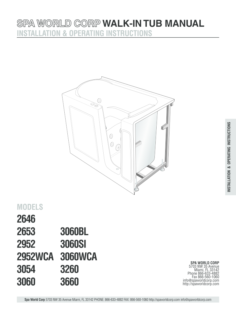 Fillable Online WALK-IN TUB MANUAL Fax Email Print - pdfFiller
