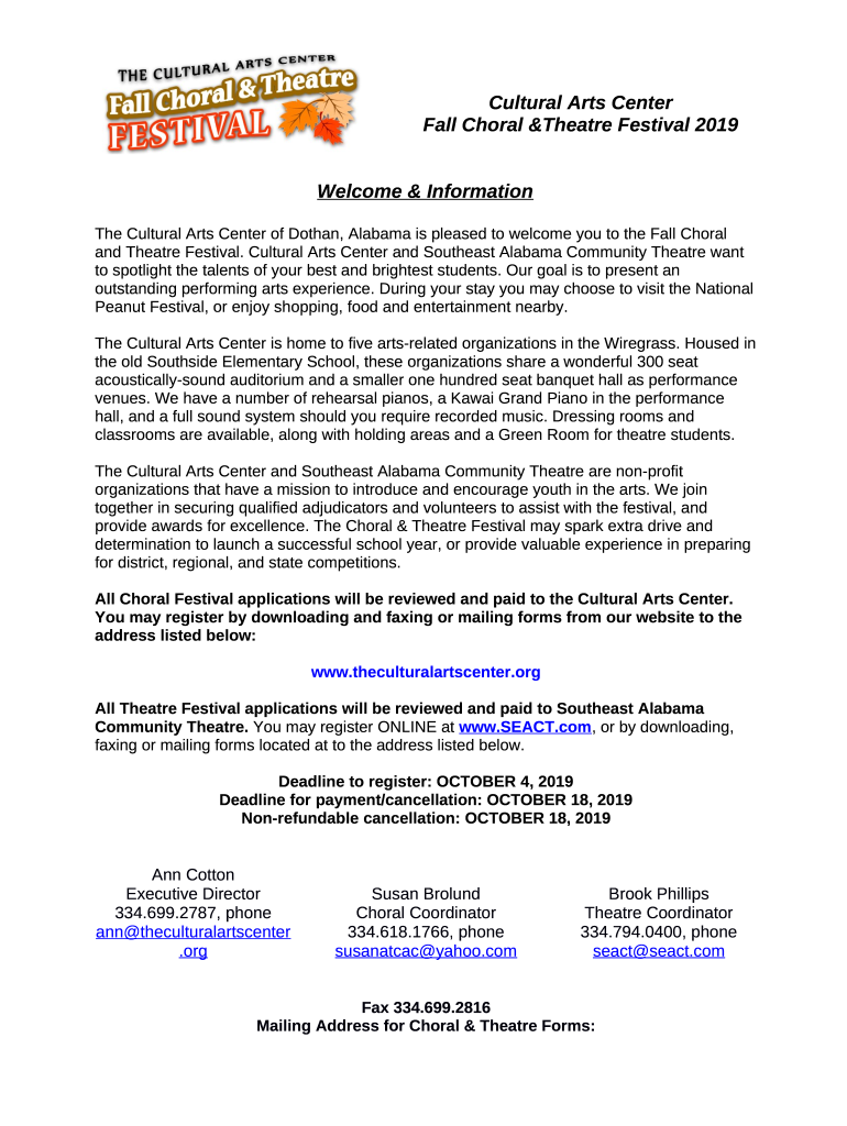 Dothan Cultural Arts Center Choral & Theatre Festival ... Doc Template ...