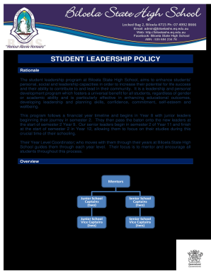 Fillable Online student leadership policy - Biloela State High School Fax Email Print - pdfFiller