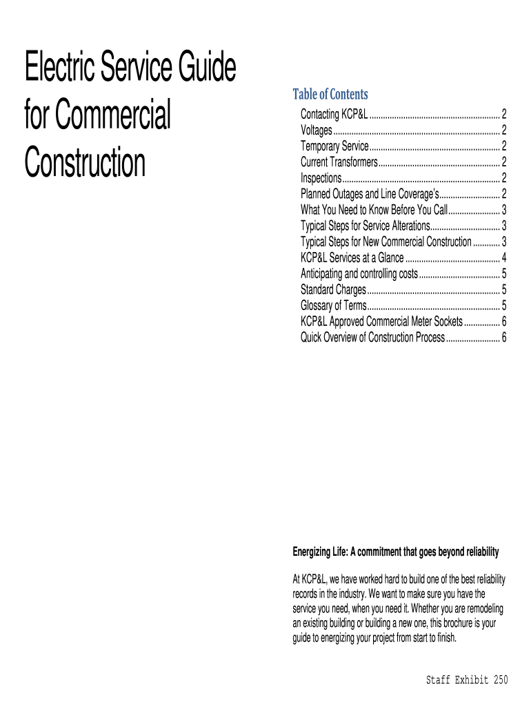 Fillable Online Guide to Electric Service for Commercial Construction ...