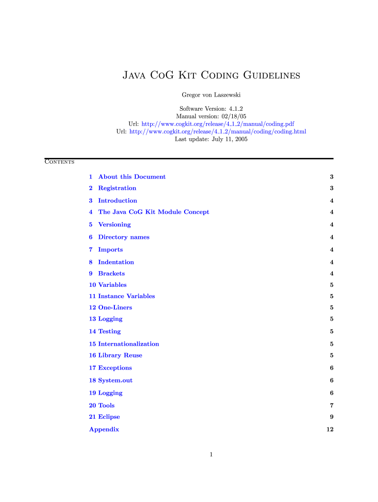 Fillable Online Java CoG Kit Coding Guidelines Fax Email Print - pdfFiller