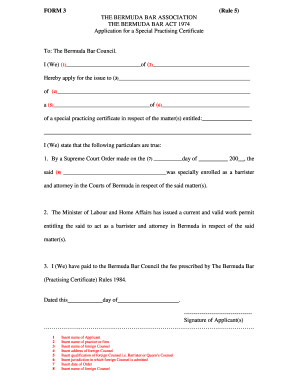 Fillable Online Special Practicing Certificate Application form 3 Rule ...
