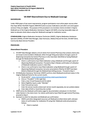 Fillable Online VA MAP Disenrollment Due to Medicaid Coverage(Procedure ...