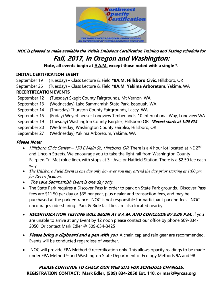 Fillable Online NOC is pleased to make available the Visible Emissions ...