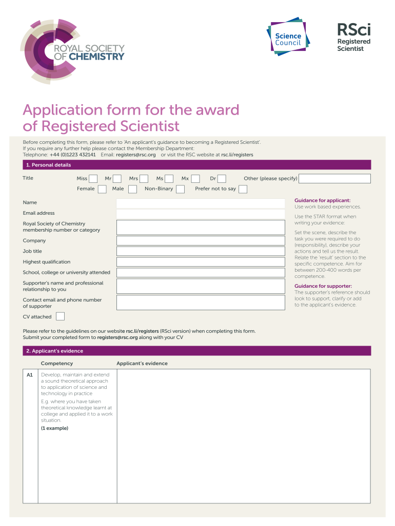 Fillable Online of Registered Scientist Fax Email Print - pdfFiller