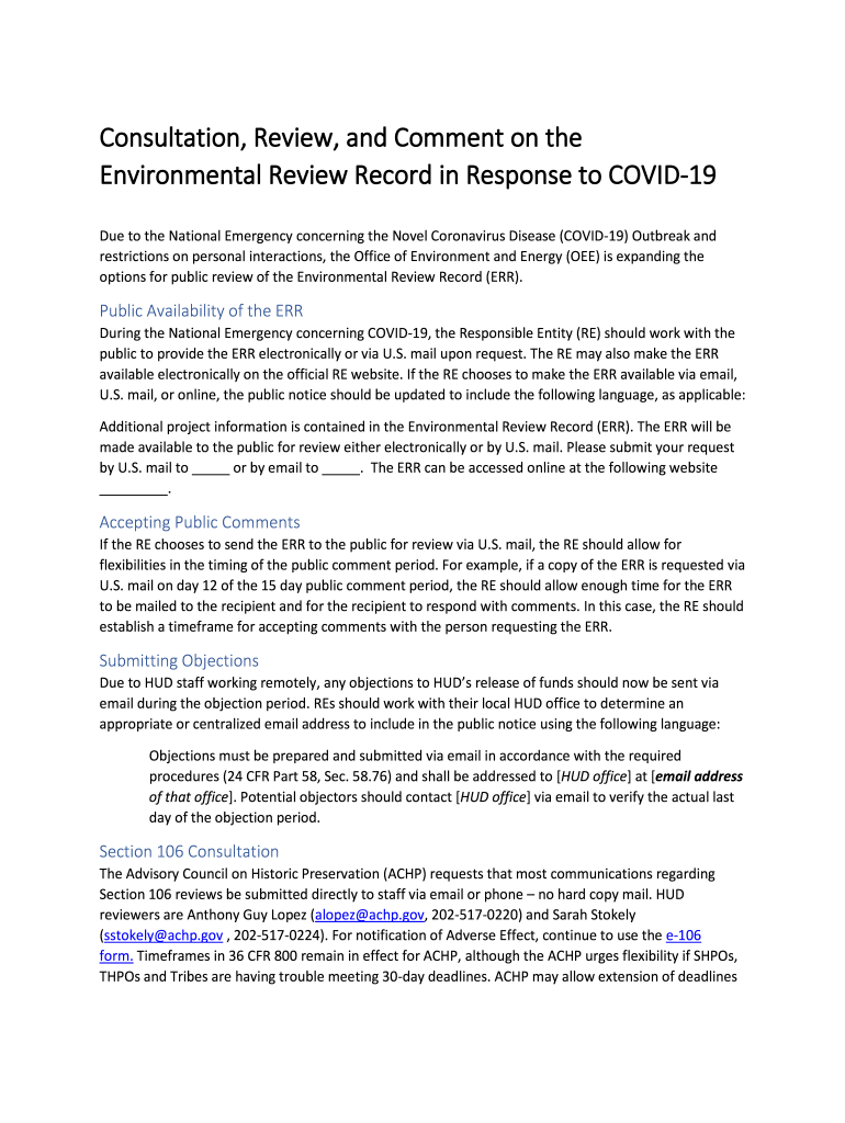 Fillable Online Consultation Review Comment on Environmental Review ...