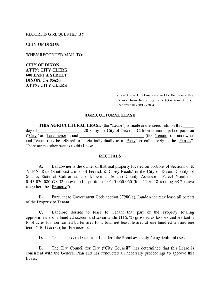 Fillable Online recording requested by: city of dixon when recorded ...